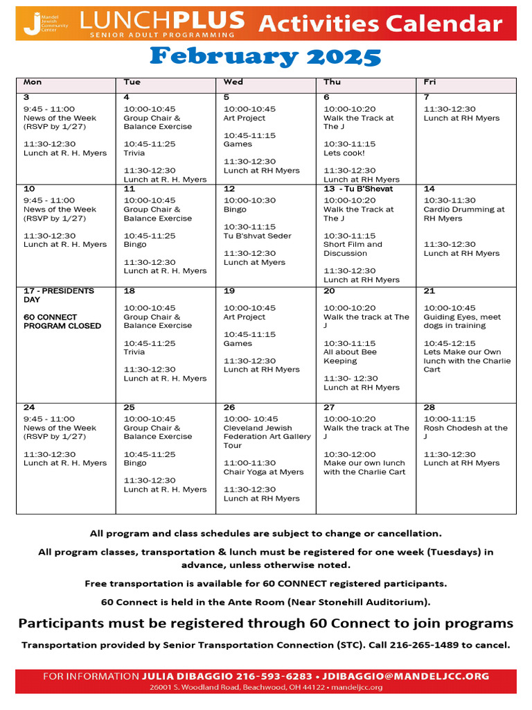 02 February 2025 Program Calendar | PDF | Jewish Observances | Jewish ...