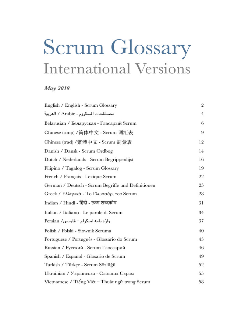 Scrum Glossary International Versions May 2019 | PDF | Scrum (Software ...