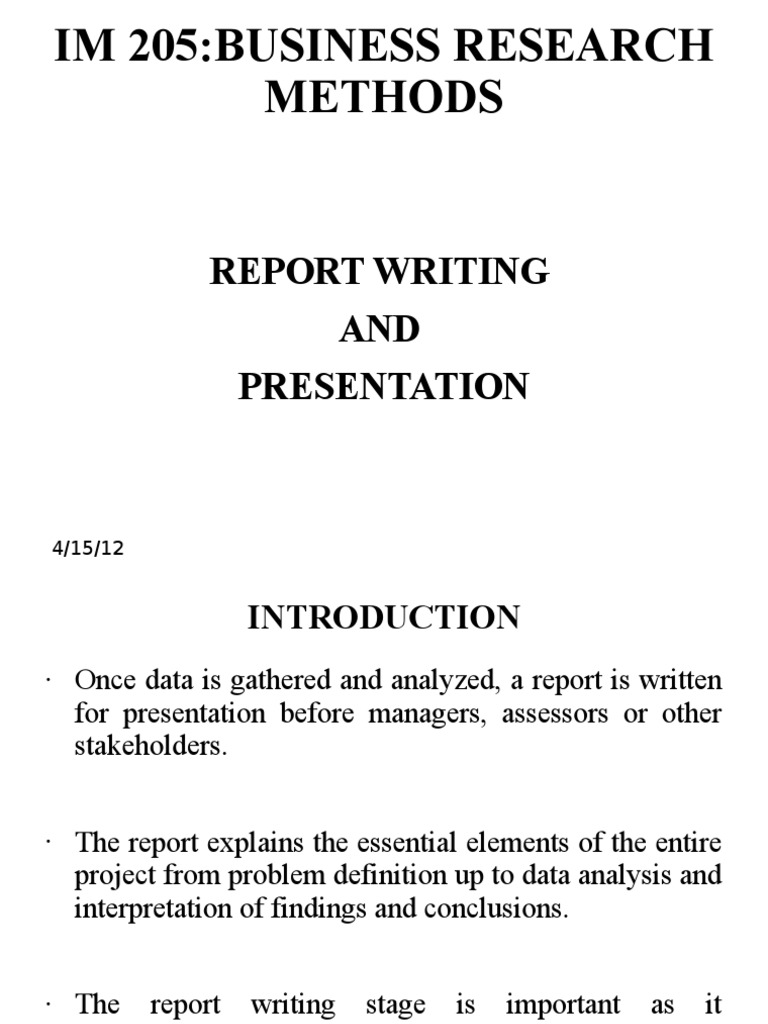 Report Writing and Presentation | PDF | Abstract (Summary) | Methodology