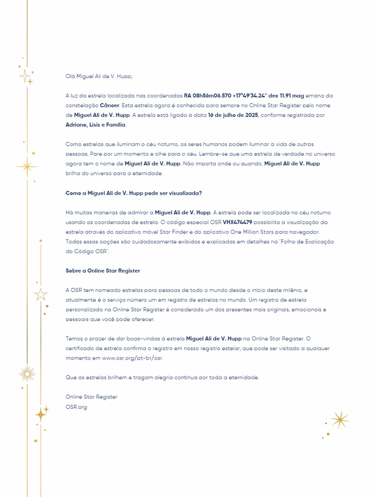 OSR Letter | PDF | Estrelas | Astronomia