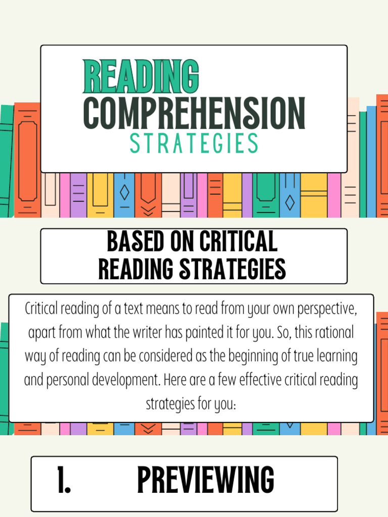 Critical Reading Strategies for Comprehension | PDF | Reading ...