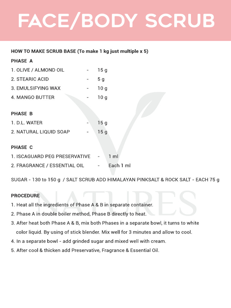 Face or Body Scrub Notes | PDF