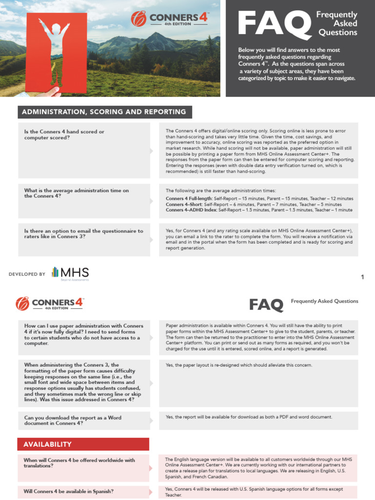 Conners 4 Assessment Overview | PDF | Attention Deficit Hyperactivity ...