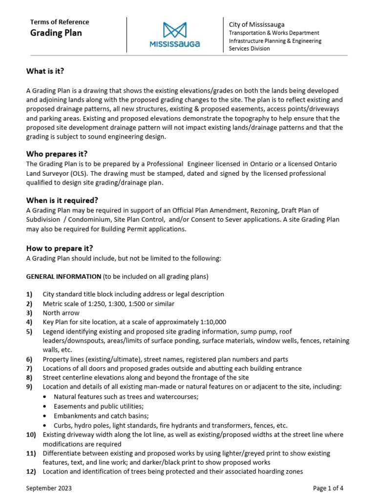 Grading Plan Terms of Reference | PDF | Storm Drain | Groundwater