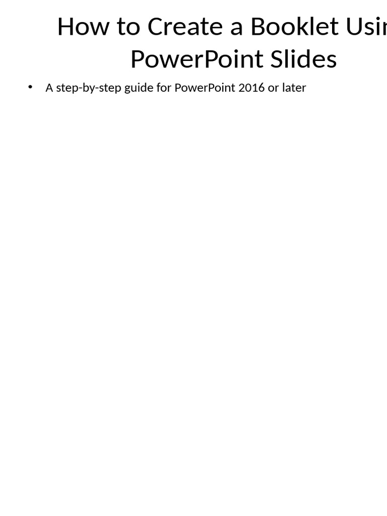 How To Create A Booklet In Powerpoint | Pdf
