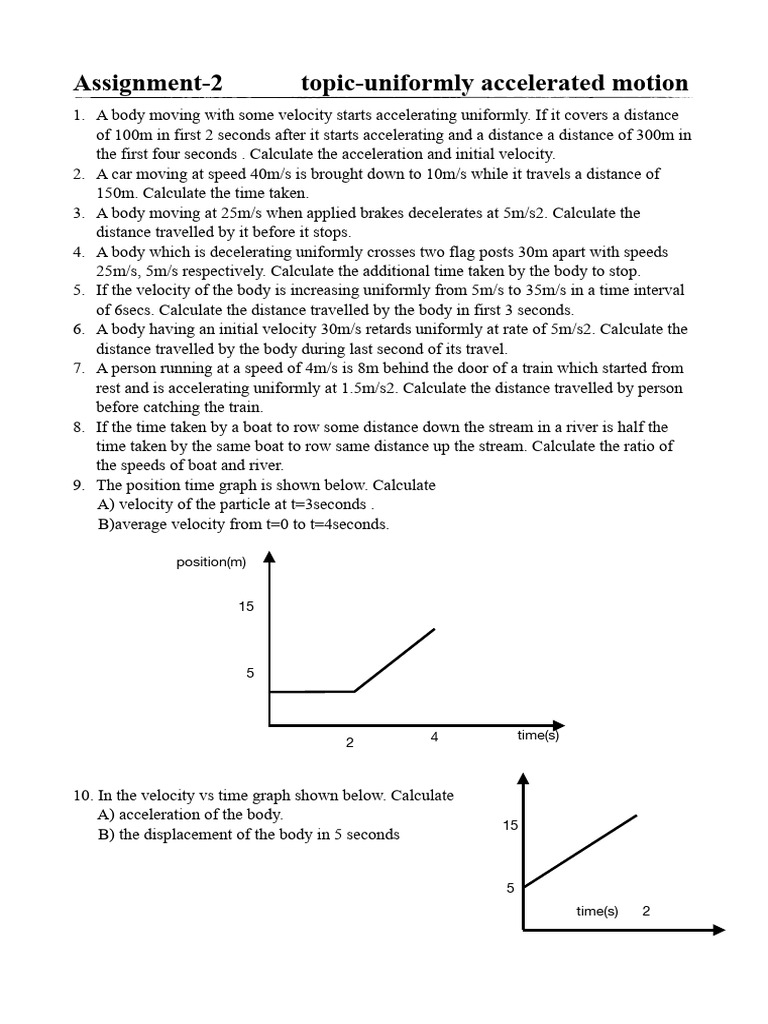 Uniformly Accelerated Motion Problems | PDF