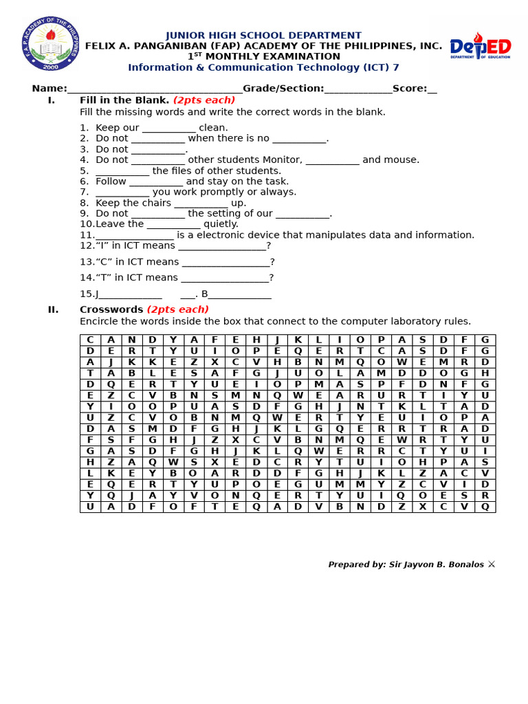 ICT Exam Guide for 2025 | PDF | Information And Communications ...