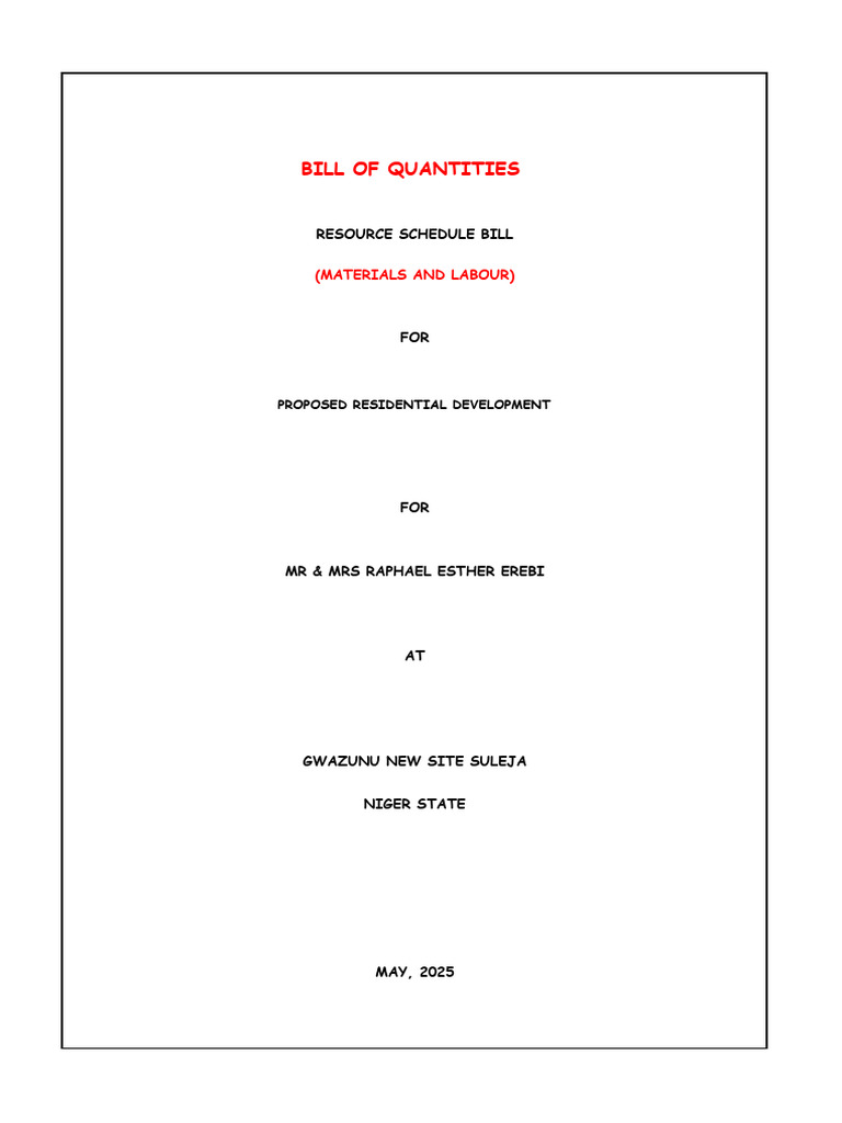 Bill of Quantities for Residential Development | PDF | Building ...