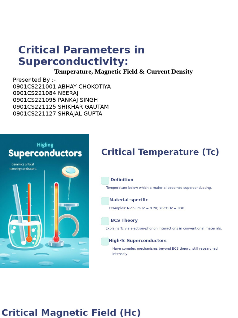 Critical Parameters in Superconductivity | PDF | Superconductivity | Theoretical Physics