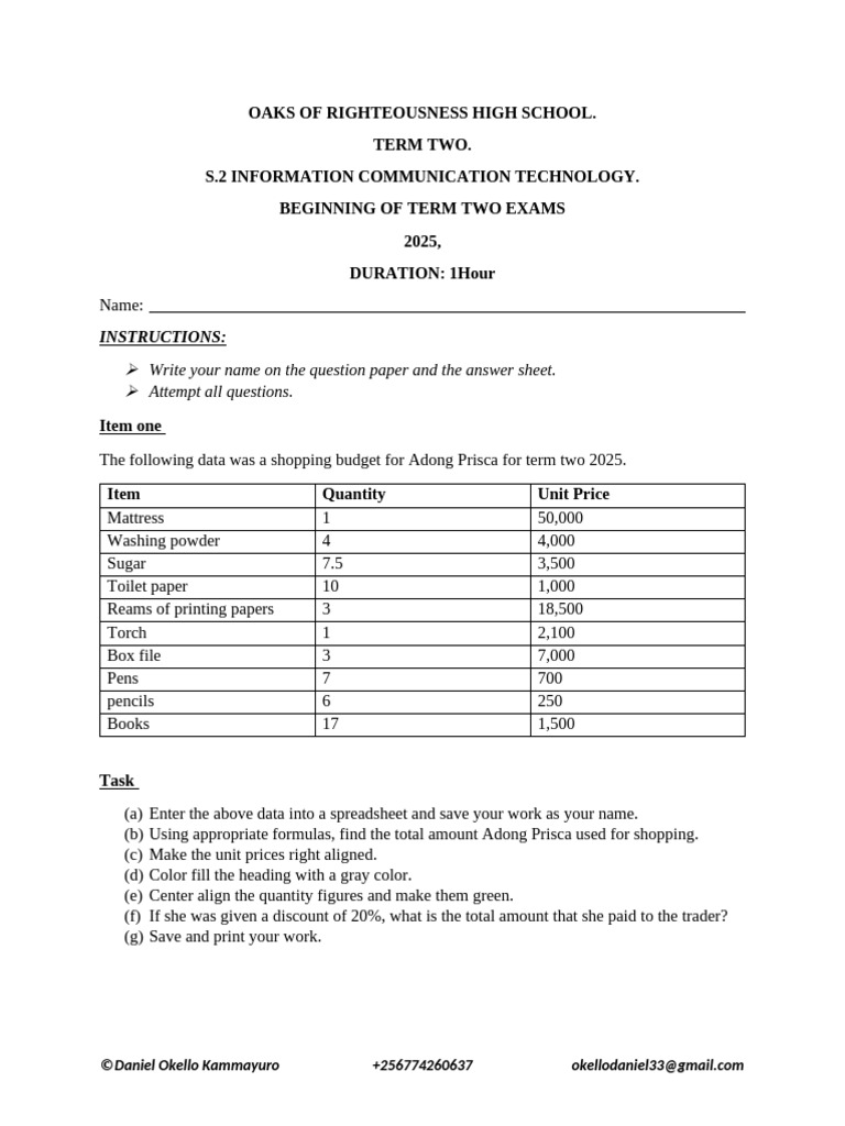 Begining of Term Two Ict s2 | PDF