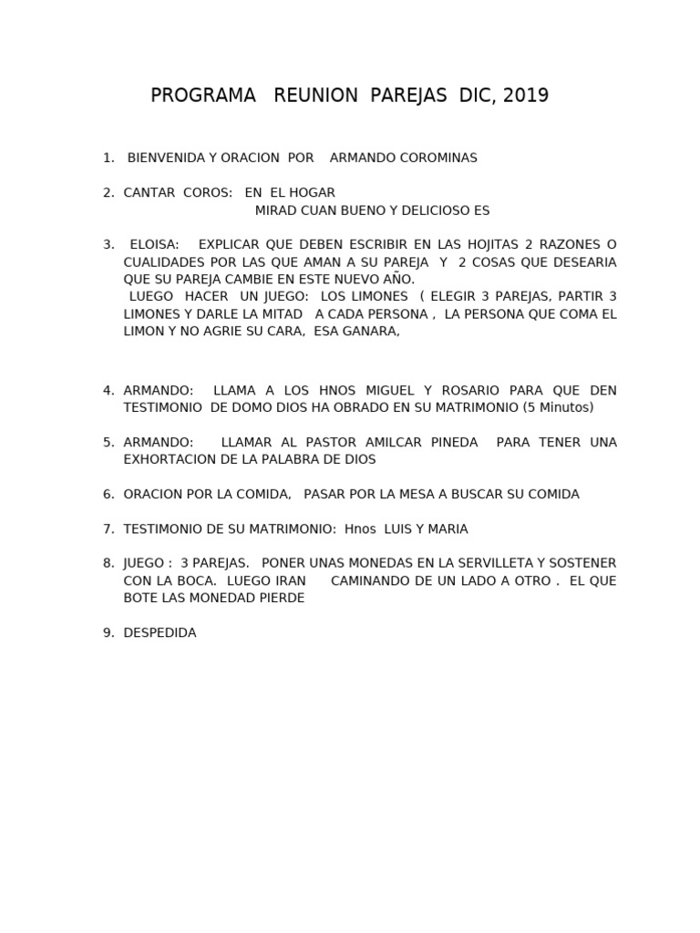 Programa Reunion Parejas | PDF