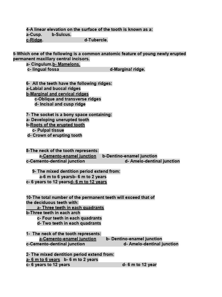 Dental Anatomy: Key Features and Terms | PDF | Dental Anatomy ...