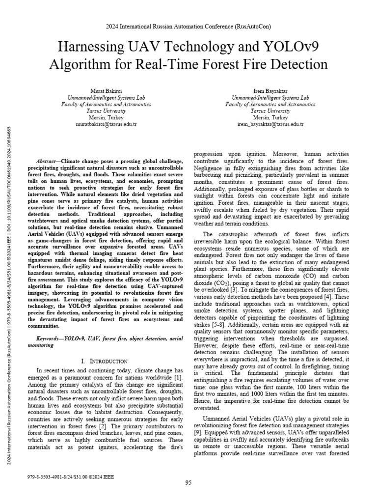 UAV & YOLOv9 for Forest Fire Detection | PDF | Wildfire | Unmanned ...