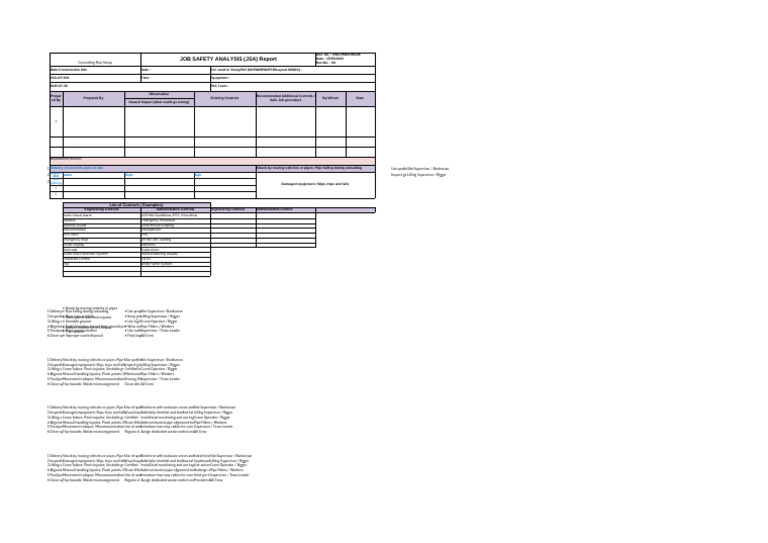 Full Concreting Pipe Setup JSA | PDF | Crane (Machine) | Workplace