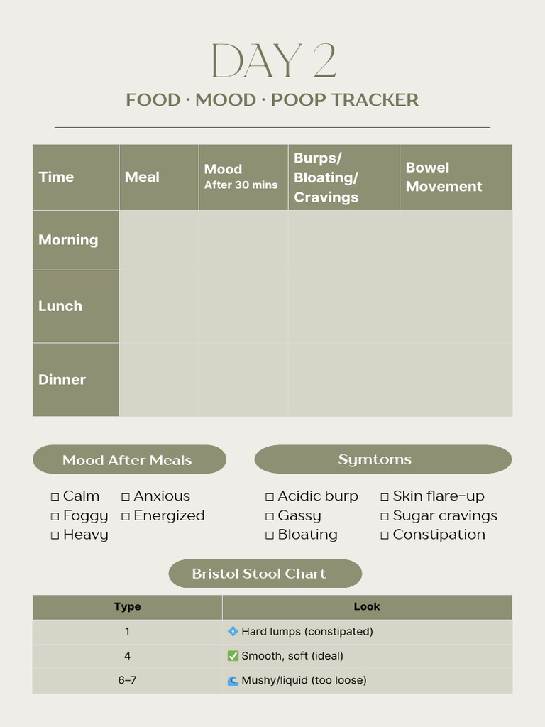 Food Mood Poop Tracker Day 2 | PDF