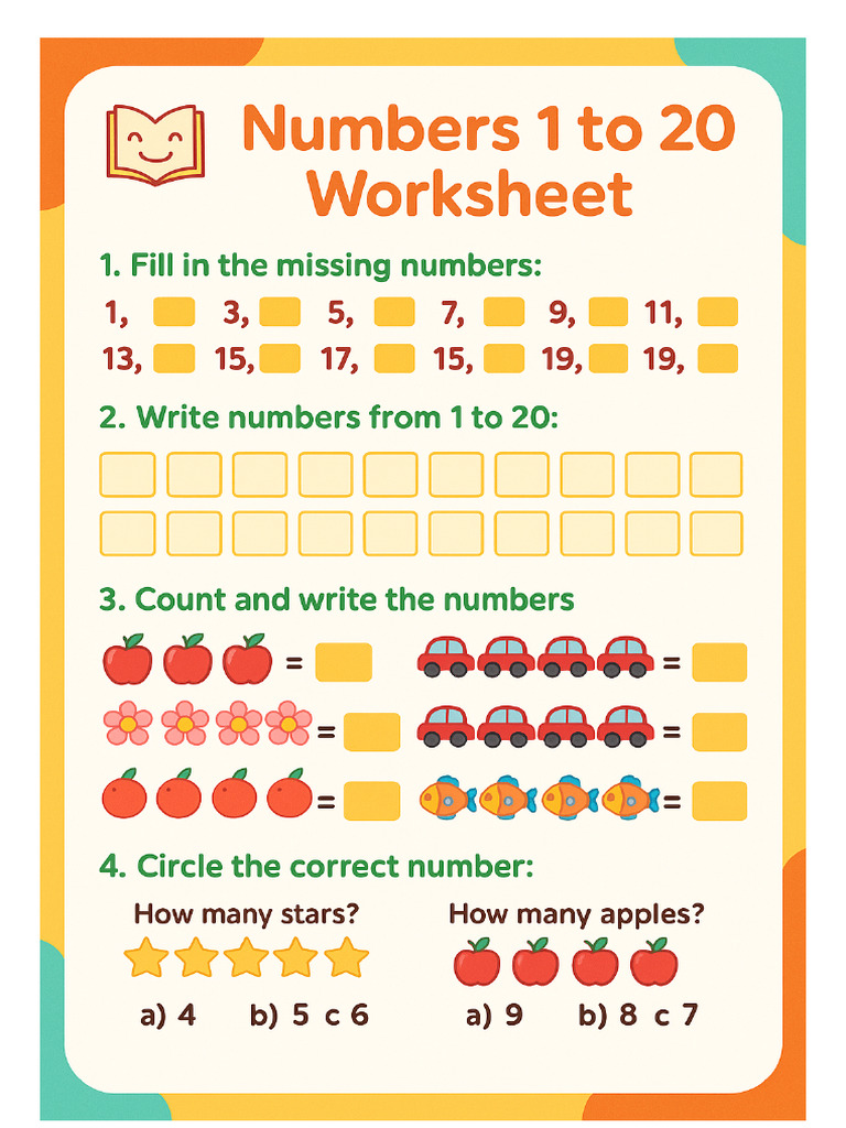 Numbers 1 To 20 Worksheet | PDF