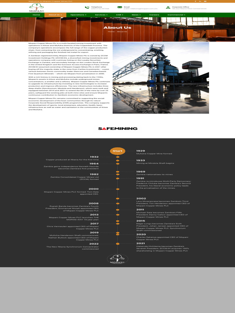 Mopani Copper Mines Overview and History | PDF | Mining | Zambia