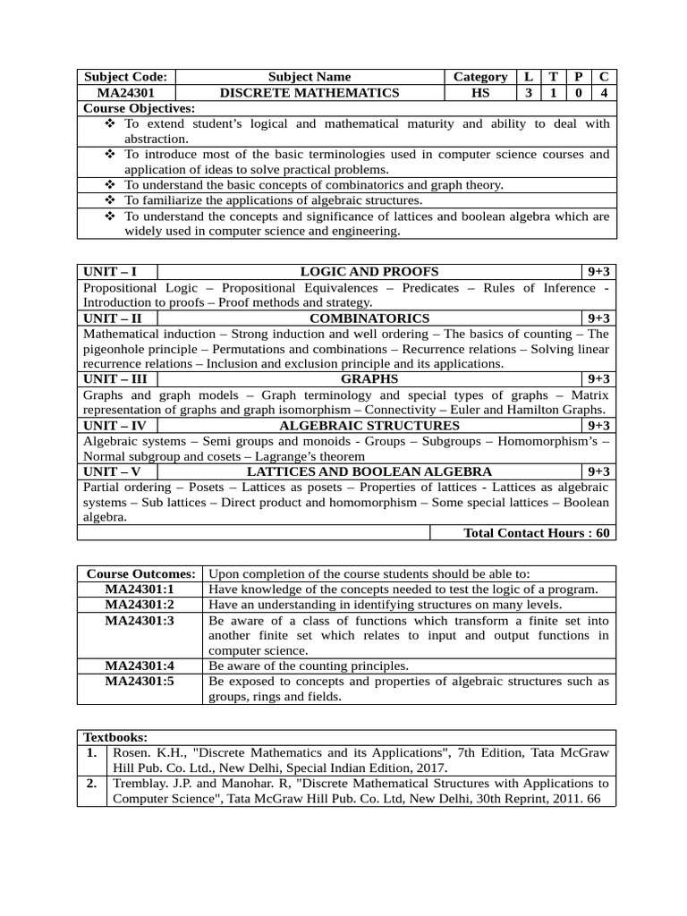 Sem III Ma24301 - Common To Cse, It, Aids, Aiml & Cyber-1 | PDF | Algebra | Group (Mathematics)
