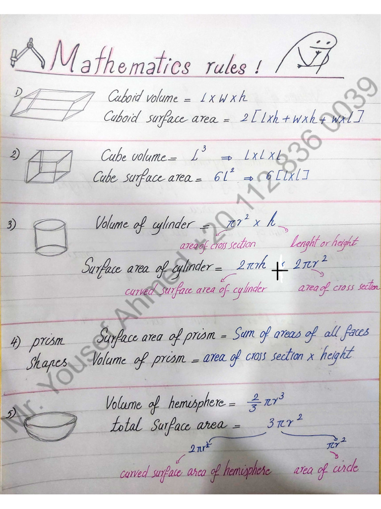 Formula Sheet of Math | PDF