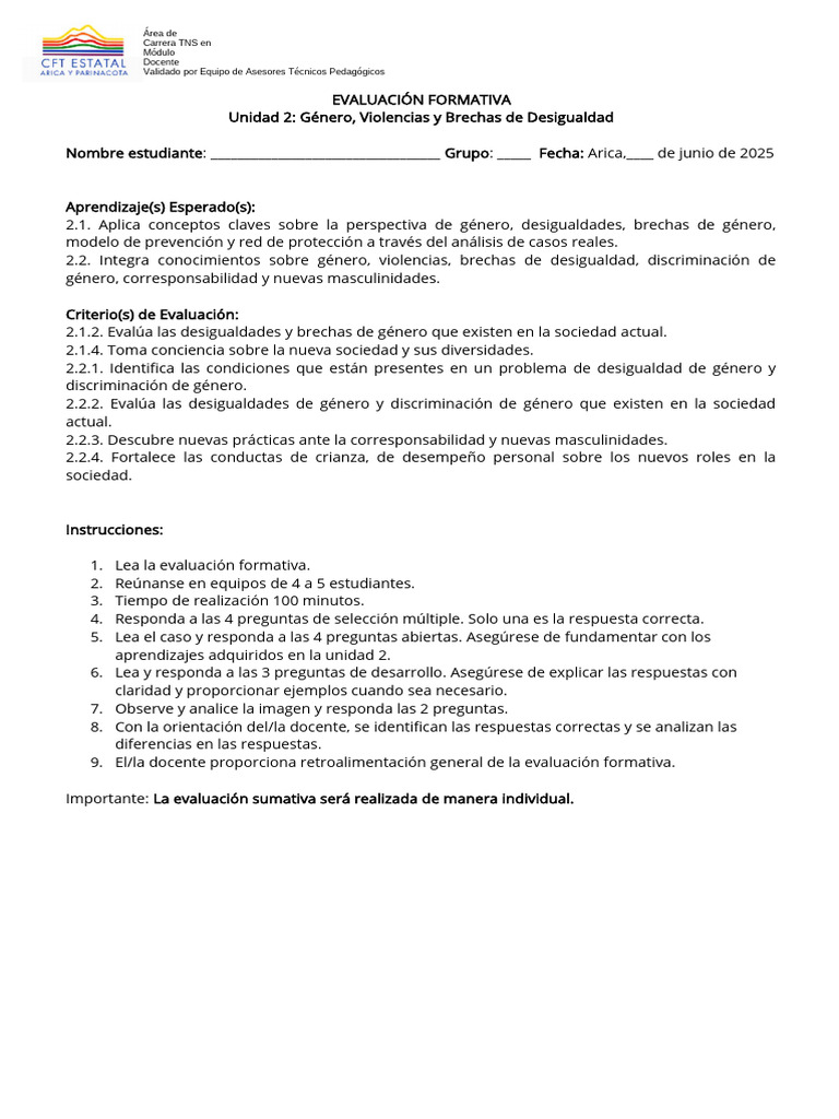 Ev. Formativa U2 | PDF | Violencia | Maestros