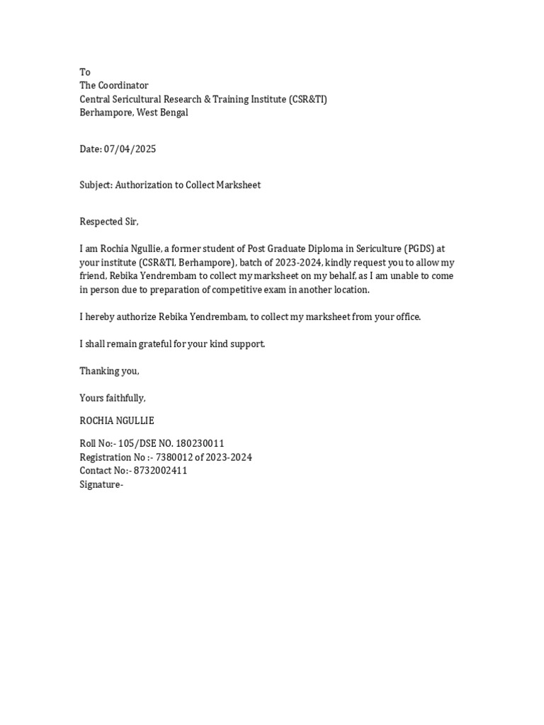 Rochia Ngullie - Marksheet | PDF