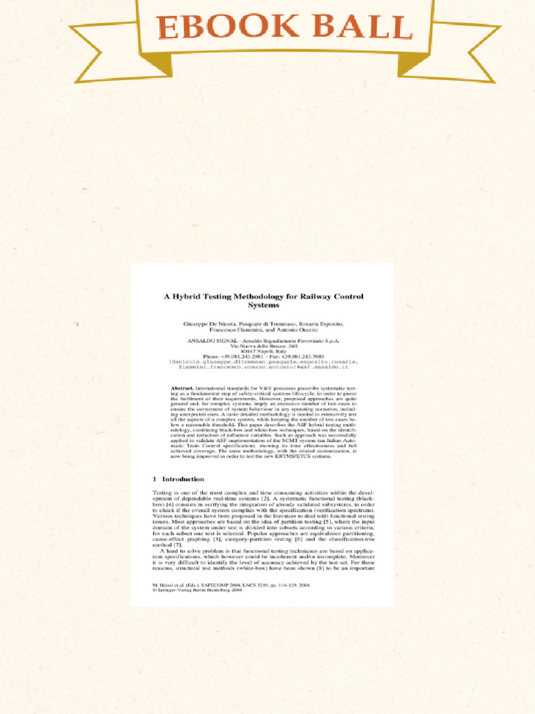 167A Hybrid Testing Methodology for Railway Control Systems 1st Edition ...