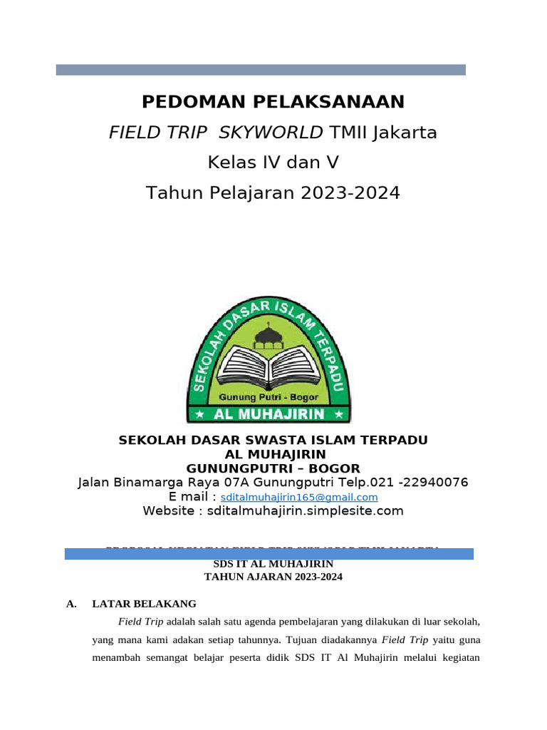 Field Trip Kelas IV-V ke SkyWorld | PDF