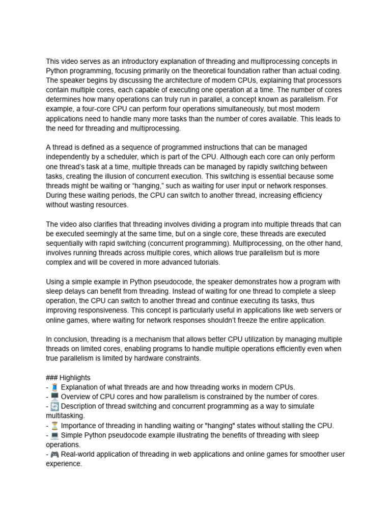 Parallelism and Concurrency | PDF | Process (Computing) | Thread (Computing)