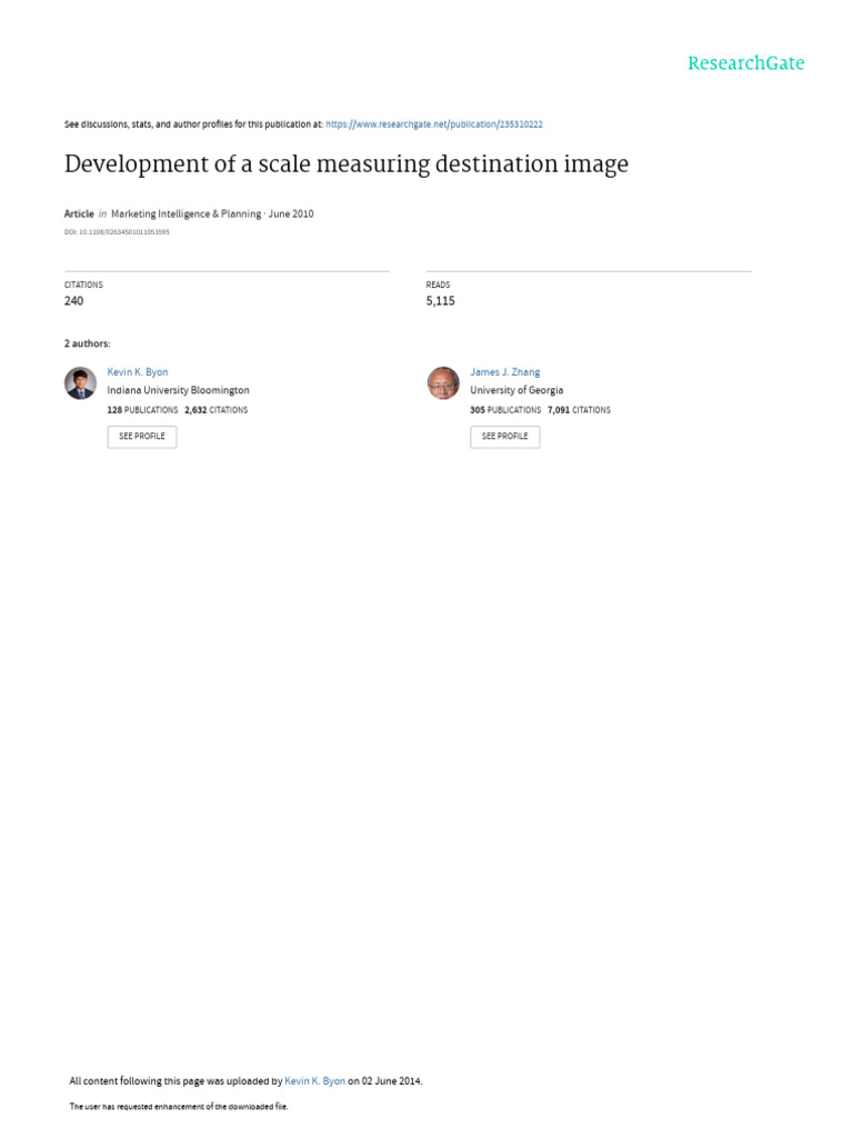 Scale for Measuring Destination Image | PDF