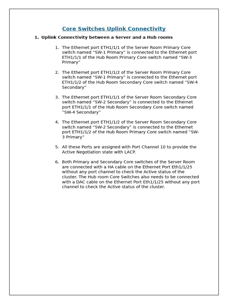 5. Core Switches Uplink Connectivity | PDF | Network Switch | Networks