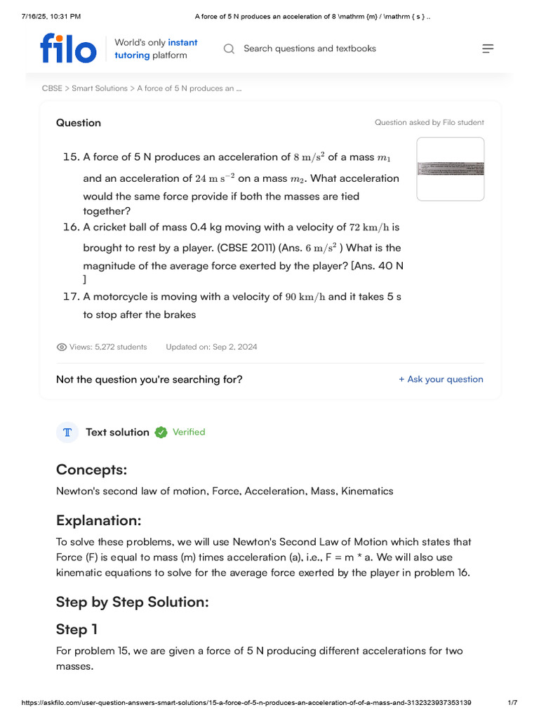 Q14 24jul2025 | PDF | Force | Acceleration