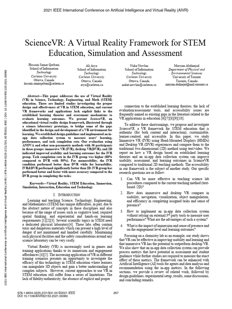 ScienceVR: Enhancing STEM Learning with VR | PDF | Virtual Reality ...