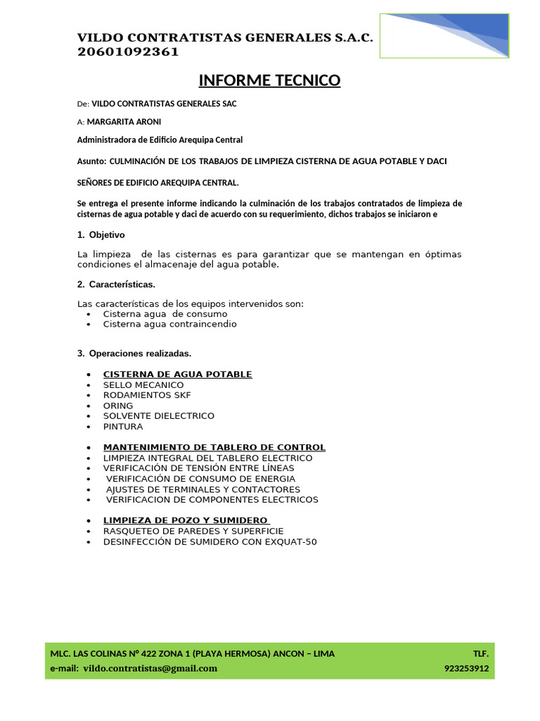 INFORME Cisterna Daci | PDF