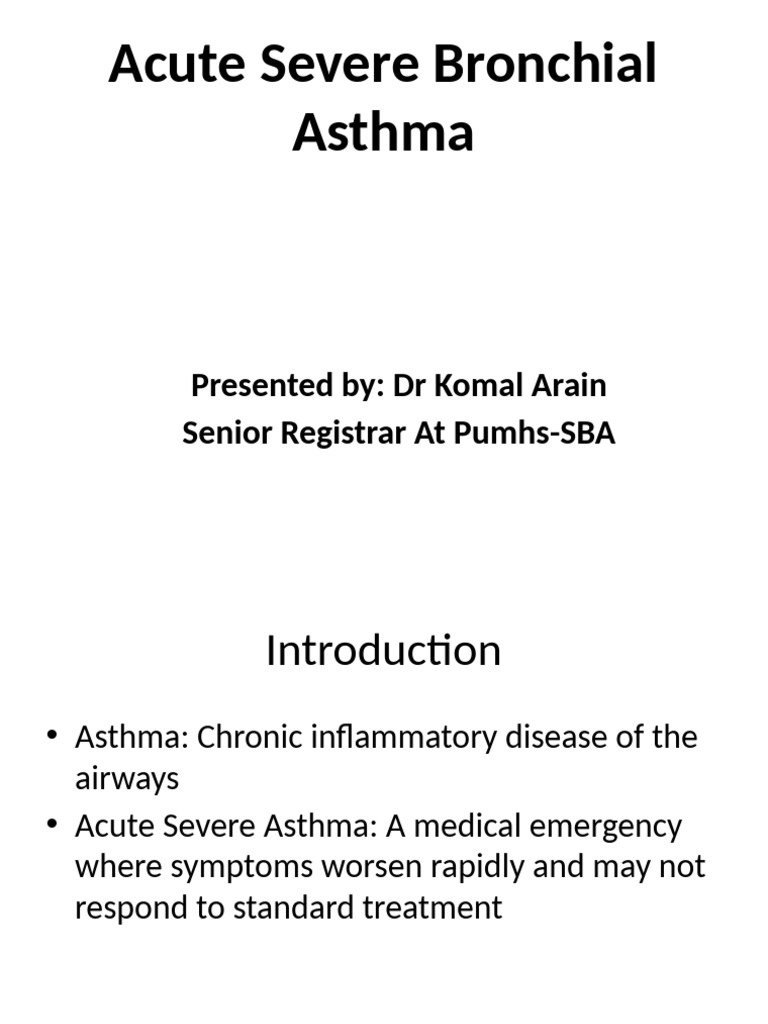 Acute Severe Bronchial Asthma Management | PDF | Asthma | Respiratory ...