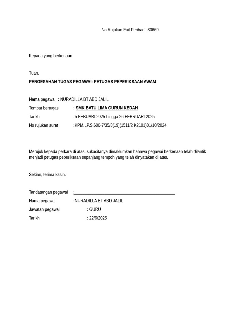 Borang Pemeriksa SPM SPLKPM | PDF