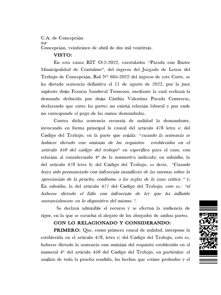 Sentencia Nulidad Concepcion | PDF | Sentencia (ley) | Justicia