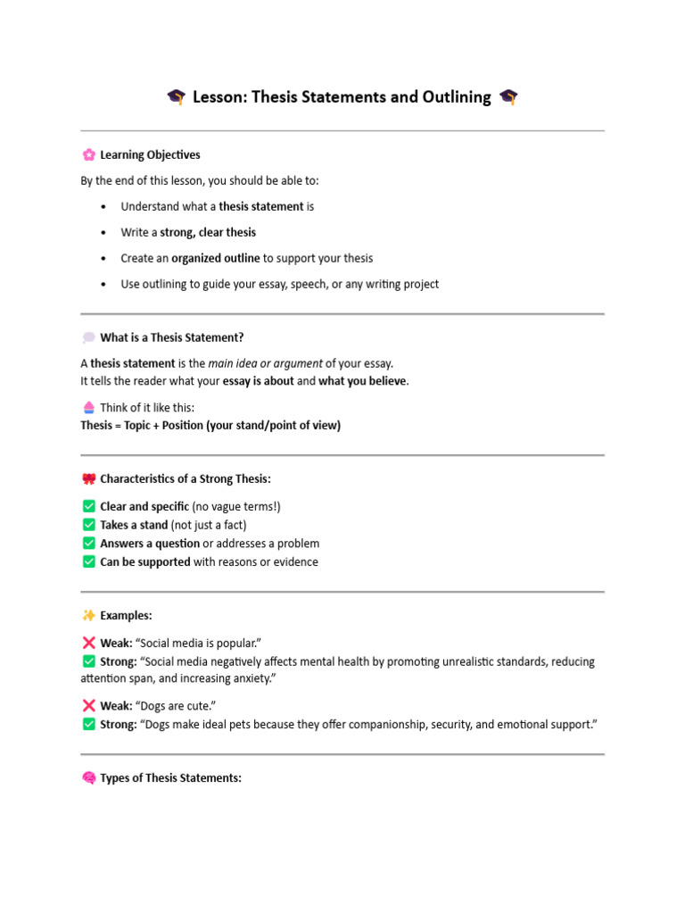 Crafting Thesis Statements and Outlines | PDF | Essays | Cognition