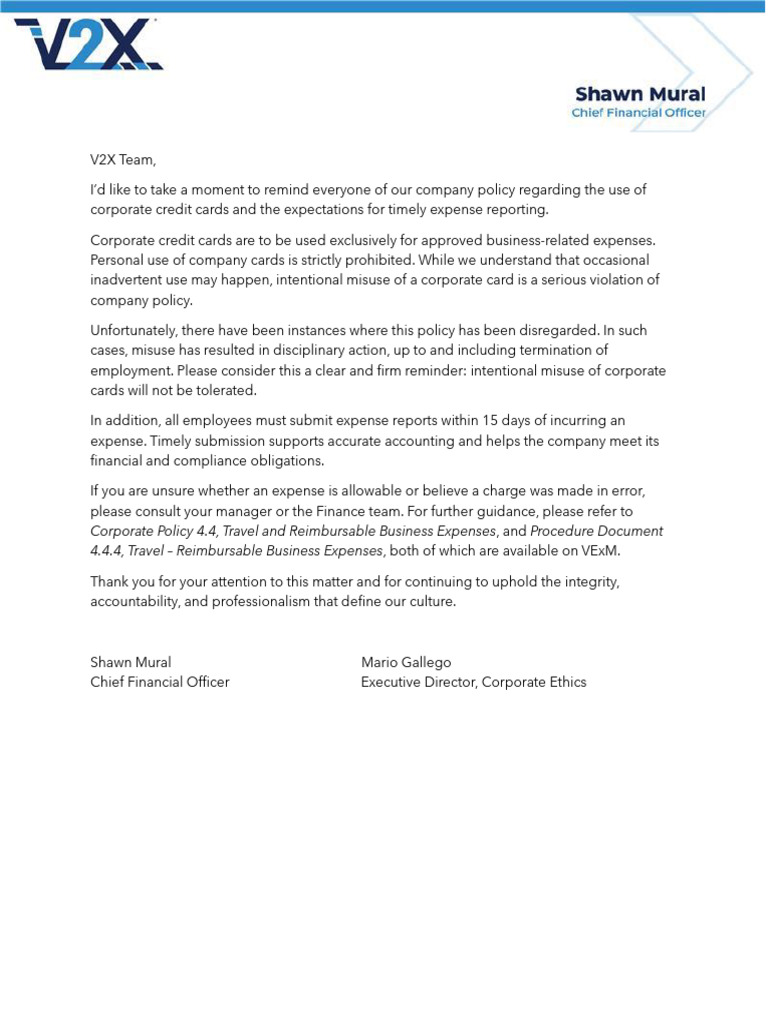 Corporate Credit Card Policy | PDF