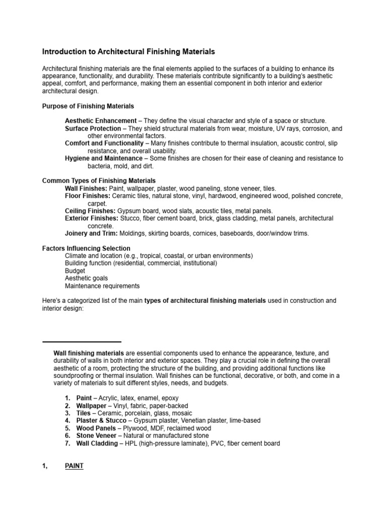 Introduction To Architectural Finishing Materials 1 | PDF | Flooring ...