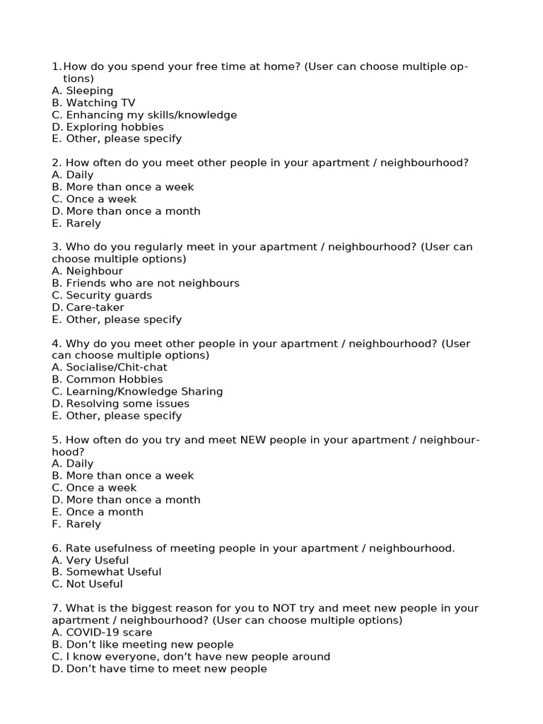 Meeting Neighbors: Survey Insights | PDF
