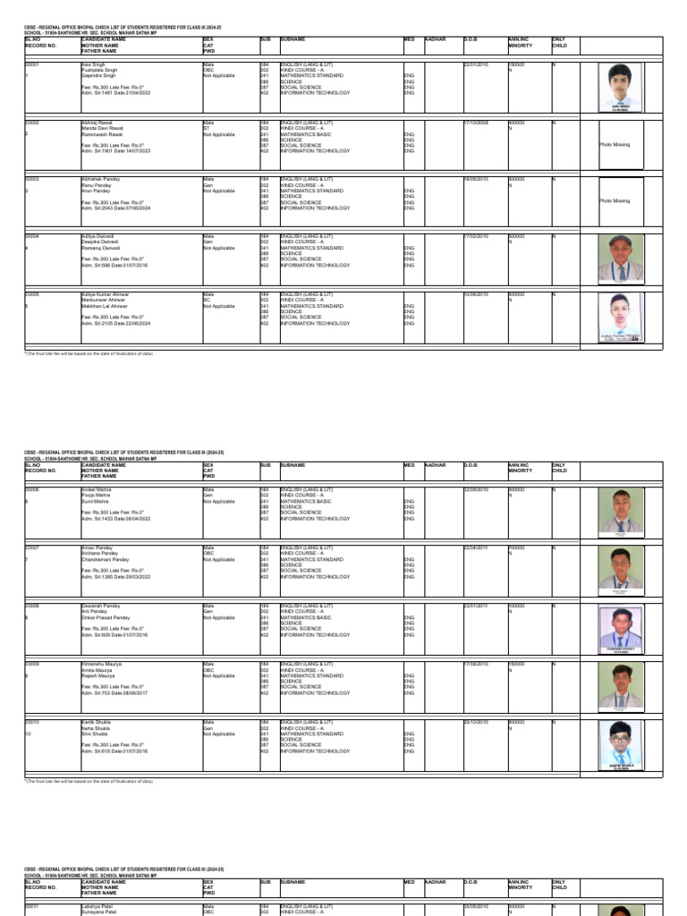 Class IX Registration Checklist 2024-25 | PDF