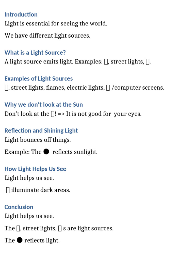 Light Lesson Summary Shortened - Coca Hè | PDF