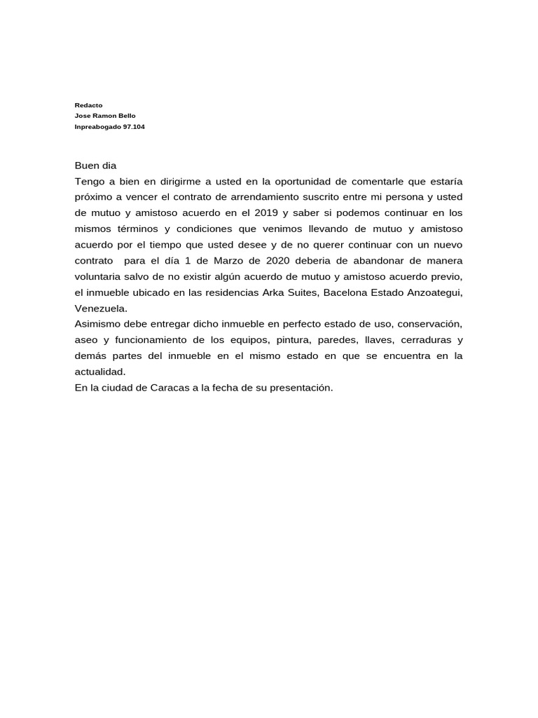 Carta Arka Suite (2) .Doc Mariangel | PDF