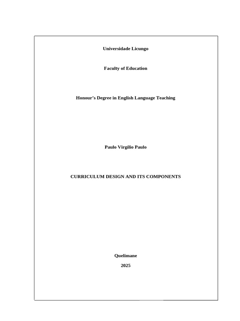 Paulo Paulo - DI IV Assignment | PDF | Curriculum | Educational Assessment