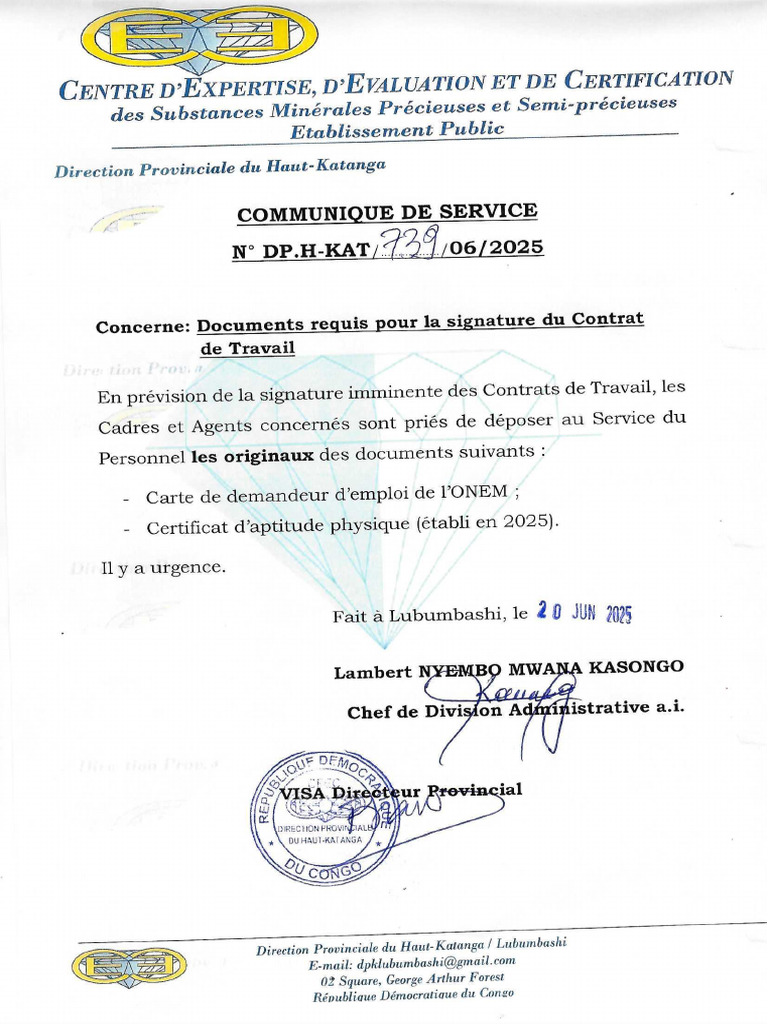 Document Requis Pour La Signature Du Contrat de Travail | PDF