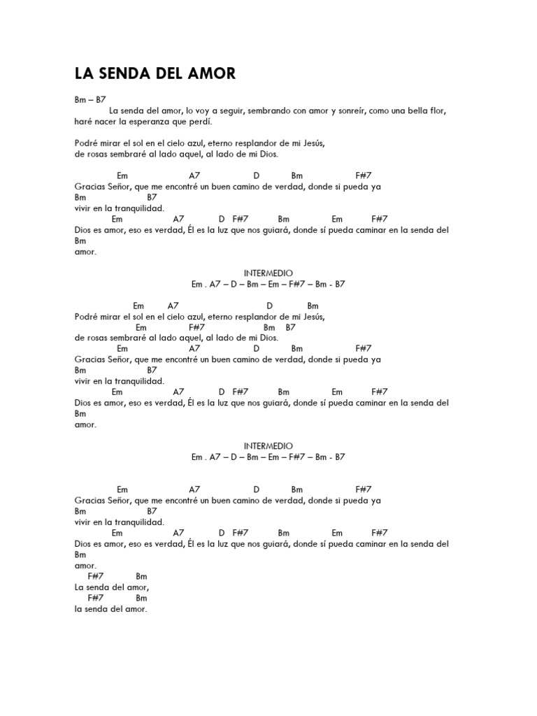 La Senda Del Amor Letra Y Acordes Pdf