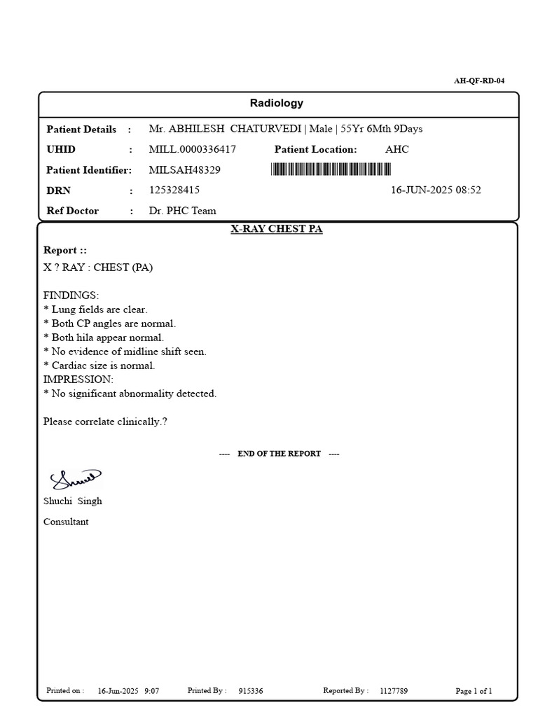 Chest X-Ray and ECG Report Summary | PDF
