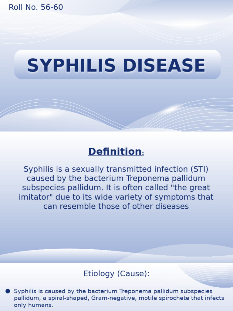 Syphilis Disease by Slidesgo | PDF | Infection | Health Sciences