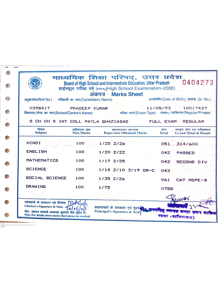 10 TH Marksheet | PDF