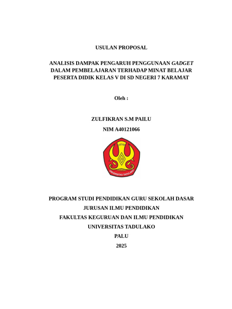 Proposal Zulfikran 066 | PDF